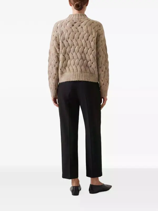 Brunello Cucinelli Tropical Luxury Wool Slouchy Trousers With Monili