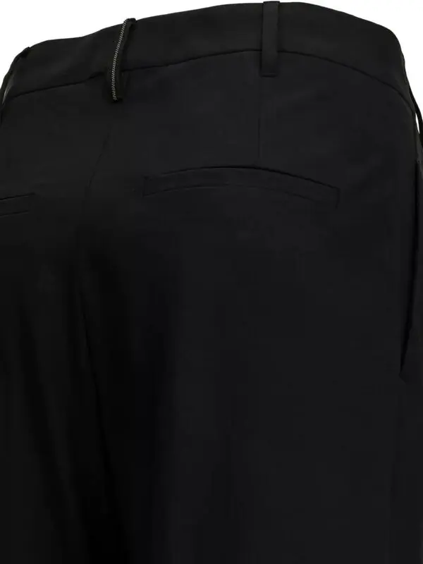 Brunello Cucinelli Tropical Luxury Wool Slouchy Trousers With Monili