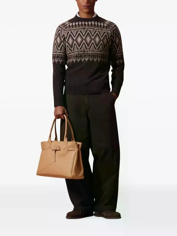 BALLANTYNE Geometric-intarsia Raglan-sleeve Jumper