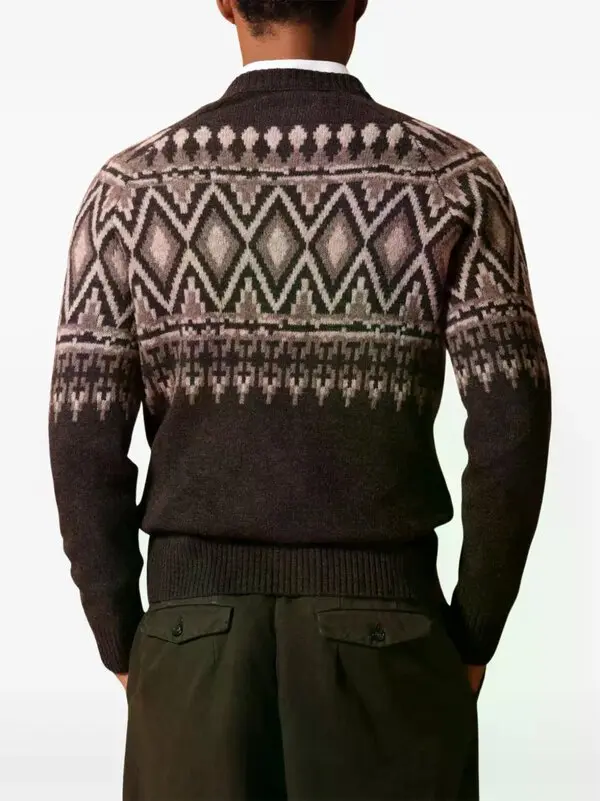 BALLANTYNE Geometric-intarsia Raglan-sleeve Jumper