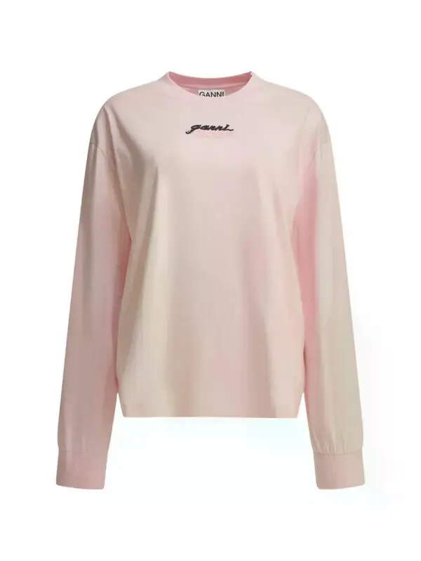 GANNI Horse-print Long-sleeve T-shirt - Pink