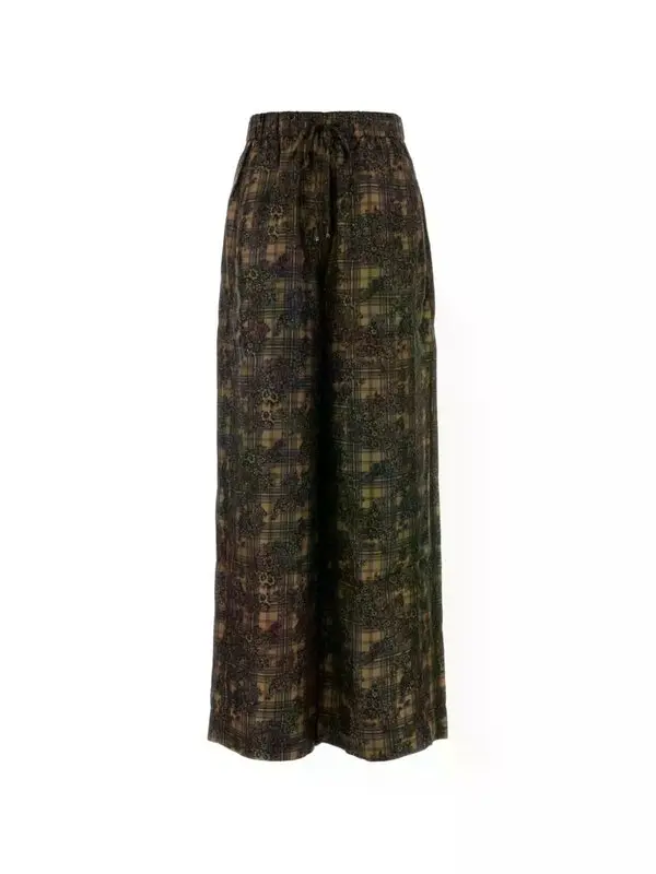 GANNI Printed Twill Wide-leg Trousers