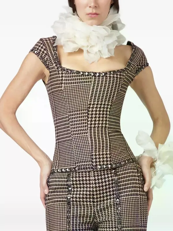 Giuseppe Di Morabito Houndstooth-pattern Stud-embellished Top