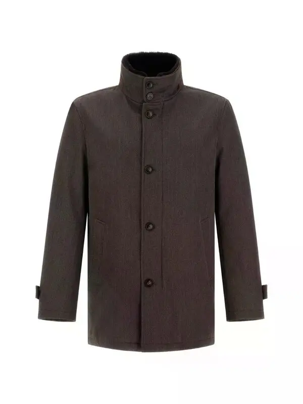 Herno Shearling-collar High-neck Coat - Brown
