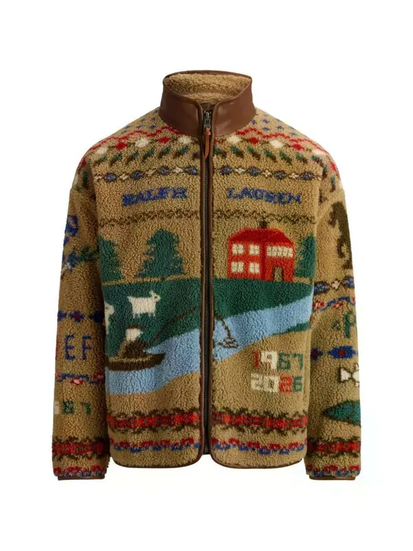 Polo Ralph Lauren Graphic-intarsia Fleece Sweatshirt - Neutrals