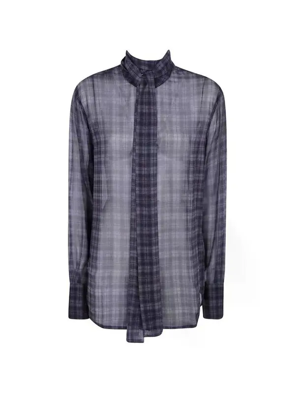 7 For All Mankind Plaid-check Bow Shirt - Blue