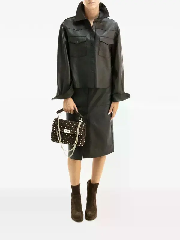 P.a.r.o.s.h Leather Pencil Midi Skirt