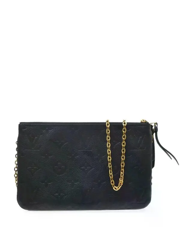 LOUIS VUITTON 2010-2020s Monogram Double Zip Pochette Clutch Bag - Black