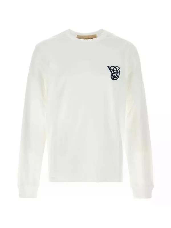 Valentino Garavani Vg Logo-embroidered Long-sleeved T-shirt - White