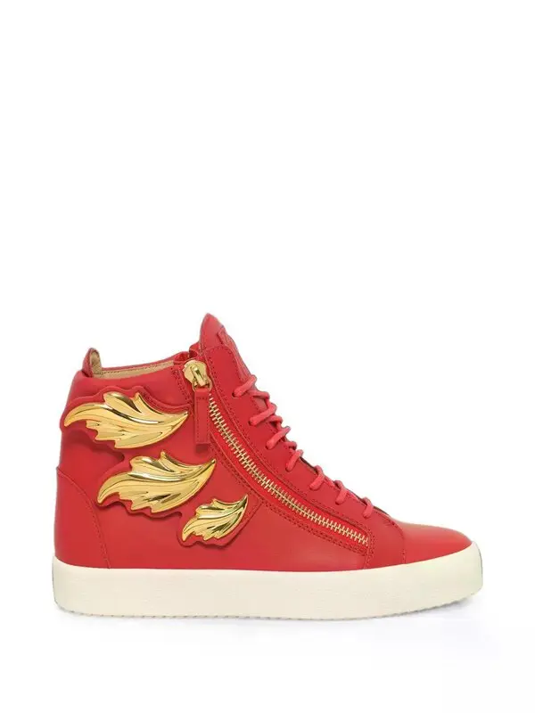 GIUSEPPE ZANOTTI Fiamma Leaf-embellished Sneakers - Red