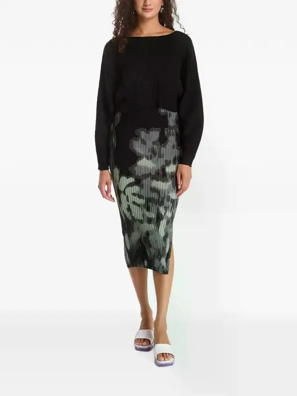 Desigual Floral Print Ribbed Midi Dress