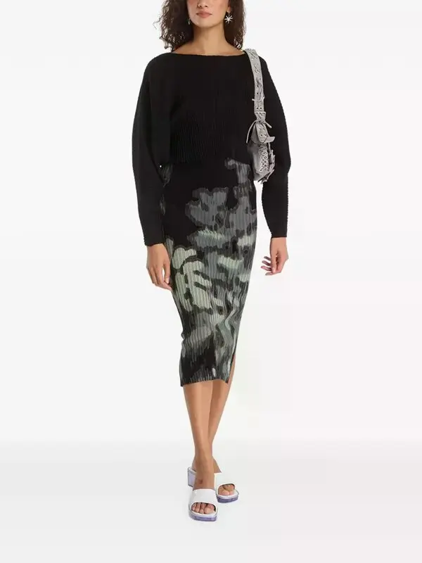 Desigual Floral Print Ribbed Midi Dress