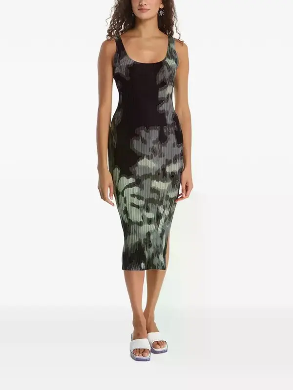 Desigual Floral Print Ribbed Midi Dress