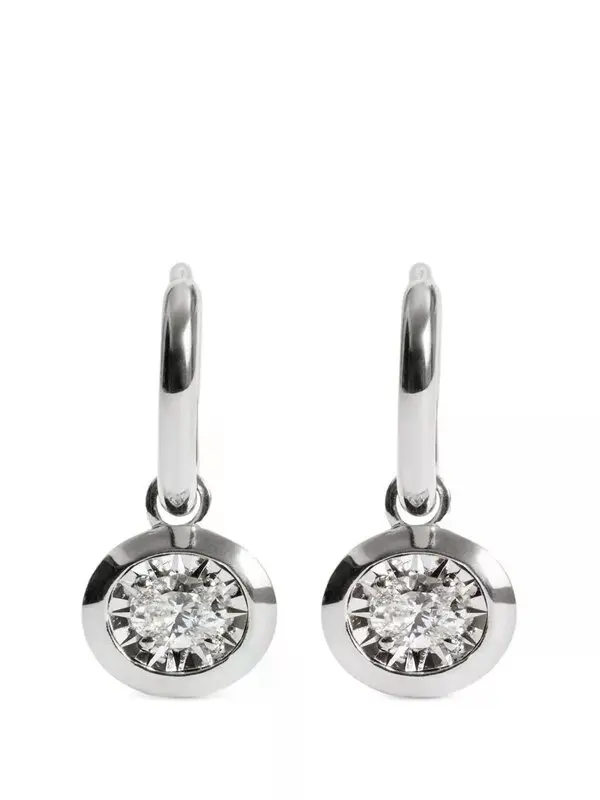 Monica Vinader Oval Diamond Huggie Earrings - Silver