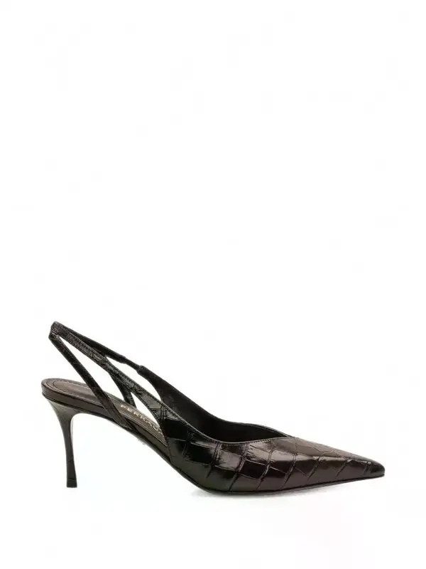 FERRAGAMO Dafne Croc-effect Slingback Heeled Pumps - Black
