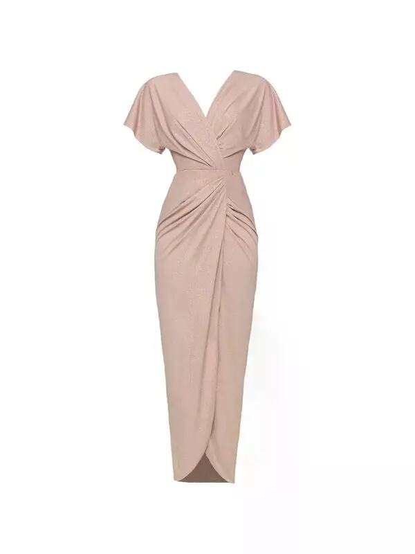 NISSA V-neck Draped Midi Dress