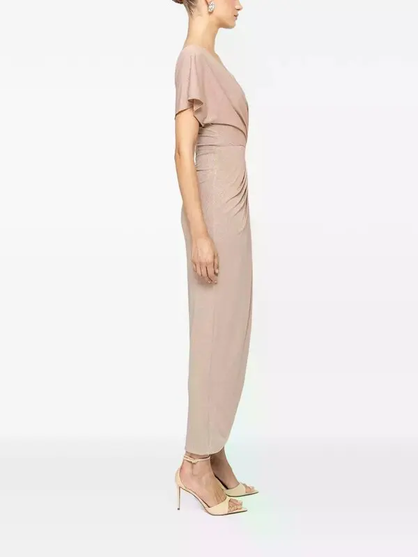 NISSA V-neck Draped Midi Dress