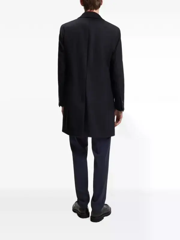 BOSS Single-breasted Notched Lapel Coat - Blue