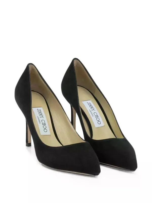 JIMMY CHOO Romy 85 Suede Pointed Pumps - Black
