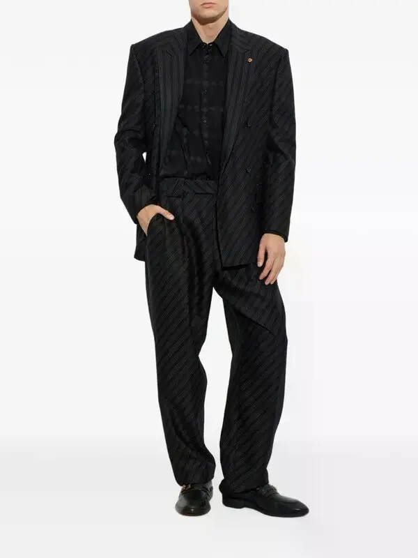 Versace Pinstriped Double-breasted Blazer - Black