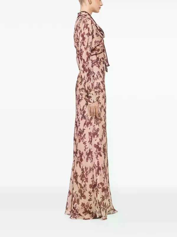 NISSA Silk And Viscose Floral Maxi Dress