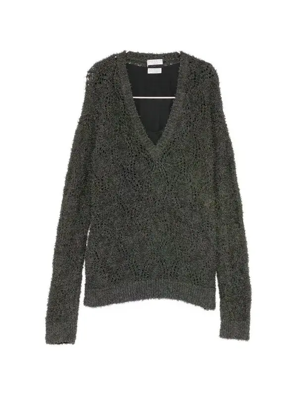 Brunello Cucinelli V-neck Double-layer Sweater - Grey