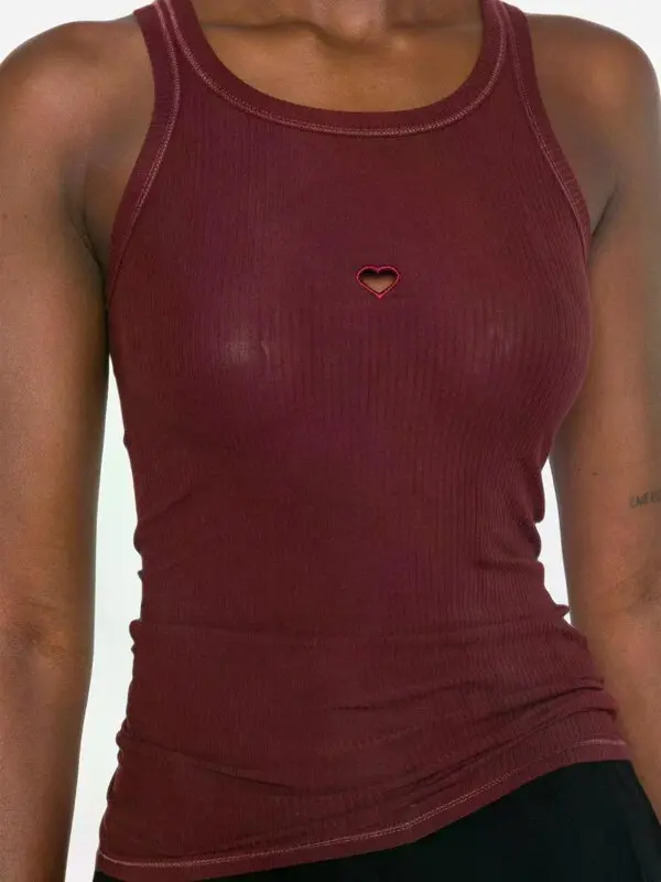BASERANGE Heart Ribbed-knit Tank Top