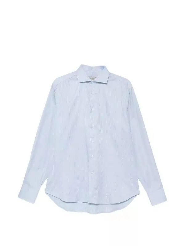 Canali Micro-check Long-sleeve Shirt - Blue