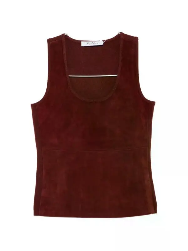 Max Mara Suede-panelled Scoop-neck Tank Top - Red