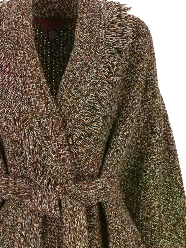 Alanui Fringe-trimmed Intarsia-knit Cardigan