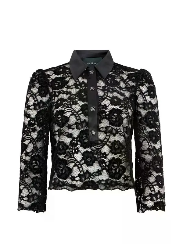 John Richmond Floral Lace Polo Top