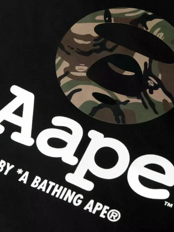 AAPE BY *A BATHING APE Aapeunvs Moonface Camouflage-print Long-sleeve T-shirt - Black