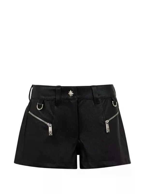 John Richmond Logo-patch Zip-detail Leather Shorts