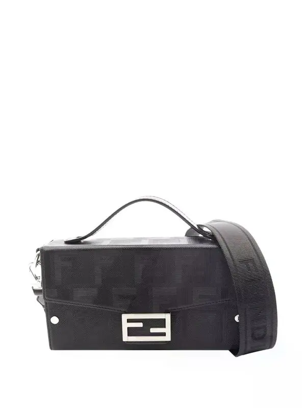 Fendi 2010-2026 Zucca Leather Soft Trunk Baguette Satchel - Black