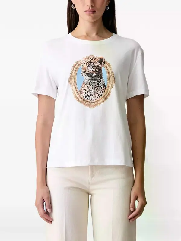 Liu Jo Graphic Print Crystal Embellishment T-shirt - White