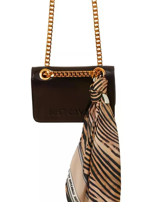 Just Cavalli Scarf-detail Logo-embossed Shoulder Bag