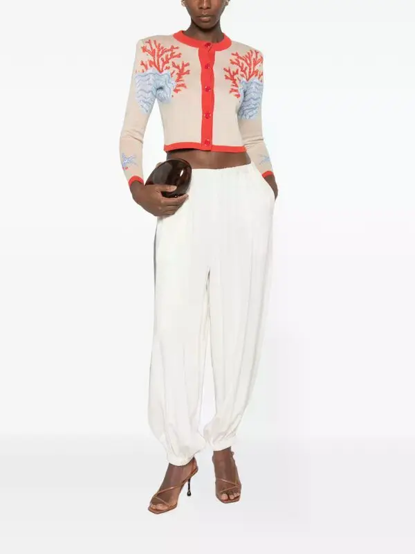 Retrofete Aralyn Coral-intarsia Cropped Cardigan