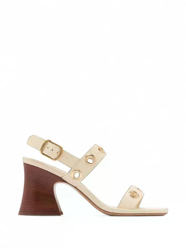 Chloé Eyelet-embellished Leather Sandals - Neutrals
