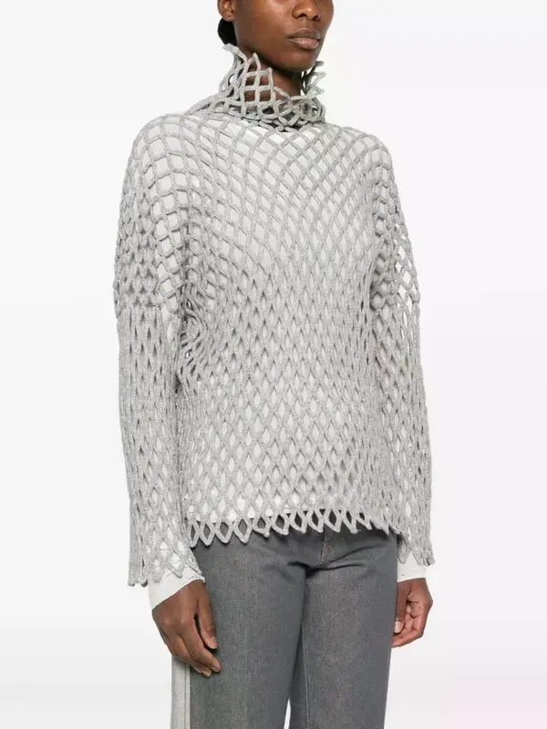 Sportmax Open-knit Funnel Neck Sweater