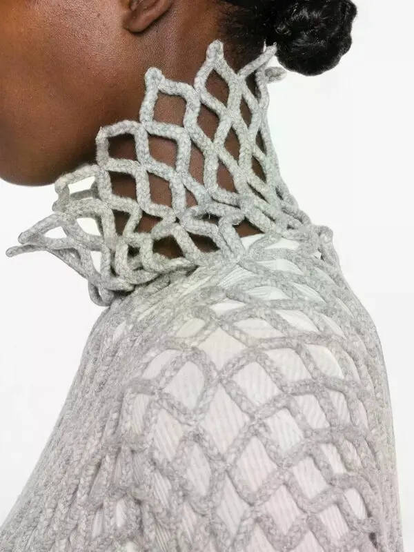 Sportmax Open-knit Funnel Neck Sweater - Grey