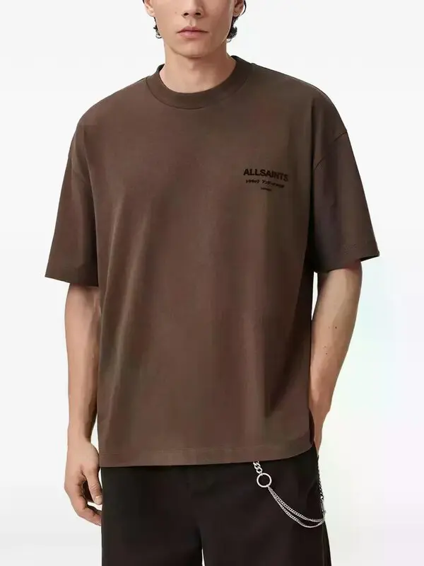 ALLSAINTS Logo-print Crew-neck T-shirt - Brown