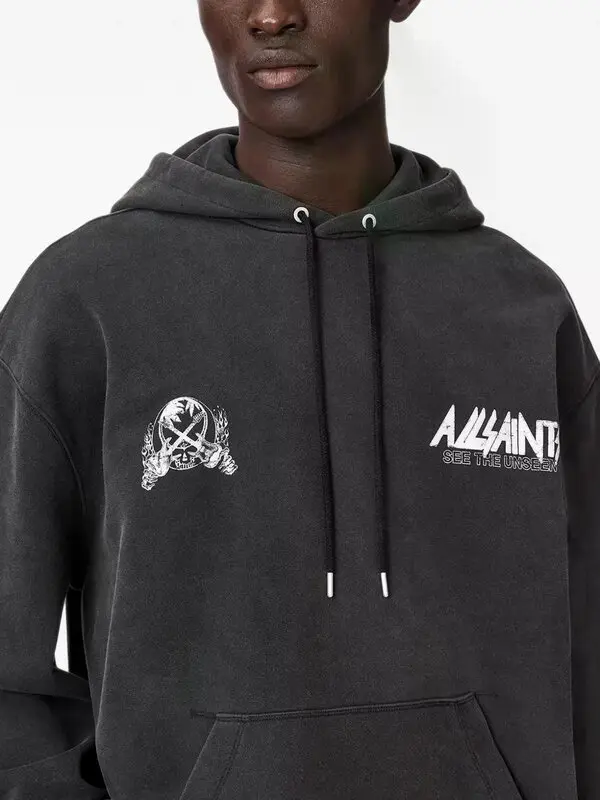 ALLSAINTS Graphic-print Washed-effect Hoodie