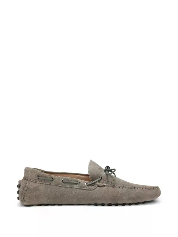 FORSA Ferdinand Suede Loafers With Bow Detailing - Grey