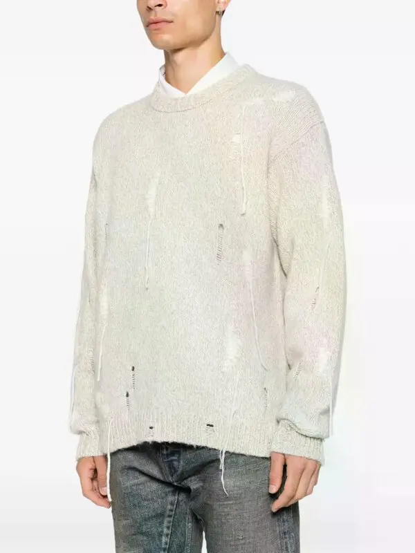 ATOMO FACTORY Distressed Crew Neck Sweater