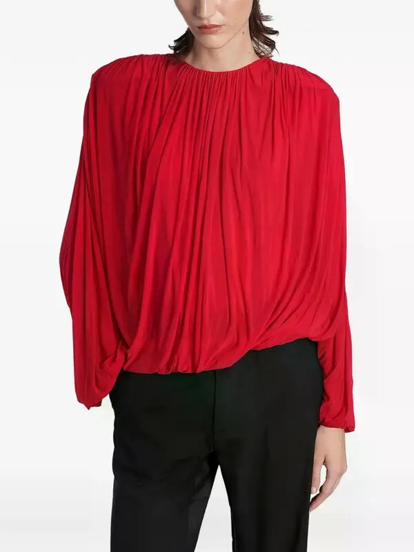 Magda Butrym Ruched Long-sleeve Blouse - Red