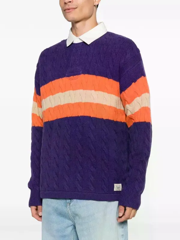 Polo Ralph Lauren Cable-knit Striped Polo Sweater