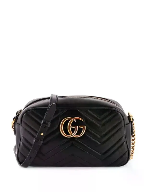 Gucci Gg Marmont Shoulder Bag Matelasse Leather Small Crossbody Bag - Black