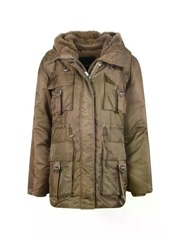 Pinko Hooded Multi-pocket Coat - Brown