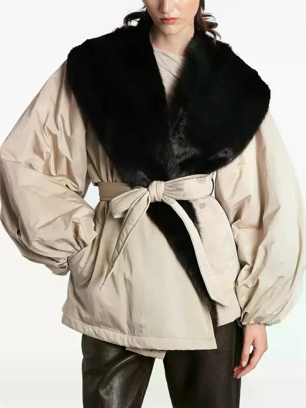 Magda Butrym Faux-fur-collar Belted Coat - Neutrals