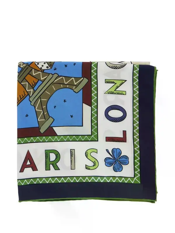Longchamp Le Jeu De Cheval Silk Scarf 90 - White